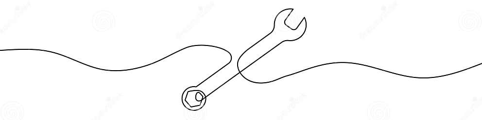 Continuous Line Drawing of Wrench. Single Line Drawing of a Wrench ...