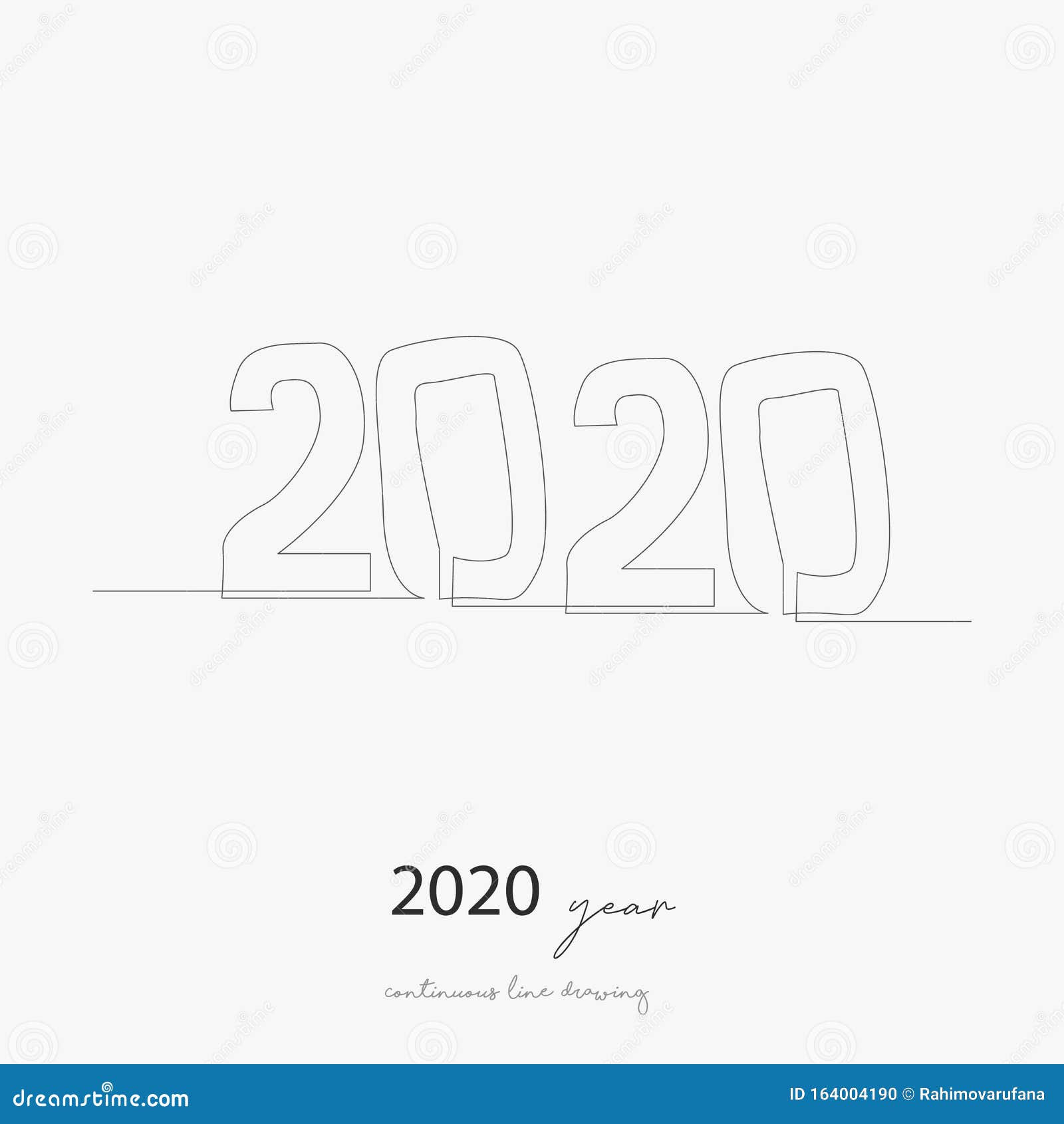 Continuous Line Drawing. 2020 Year. Simple Vector Illustration. 2020 ...