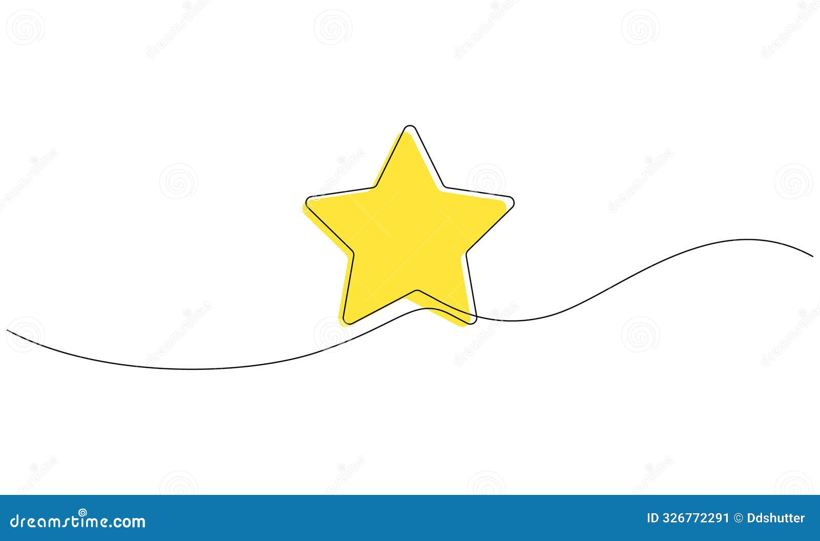 Continuous Line Drawing of Yellow Star. Single Line Vector Illustration ...