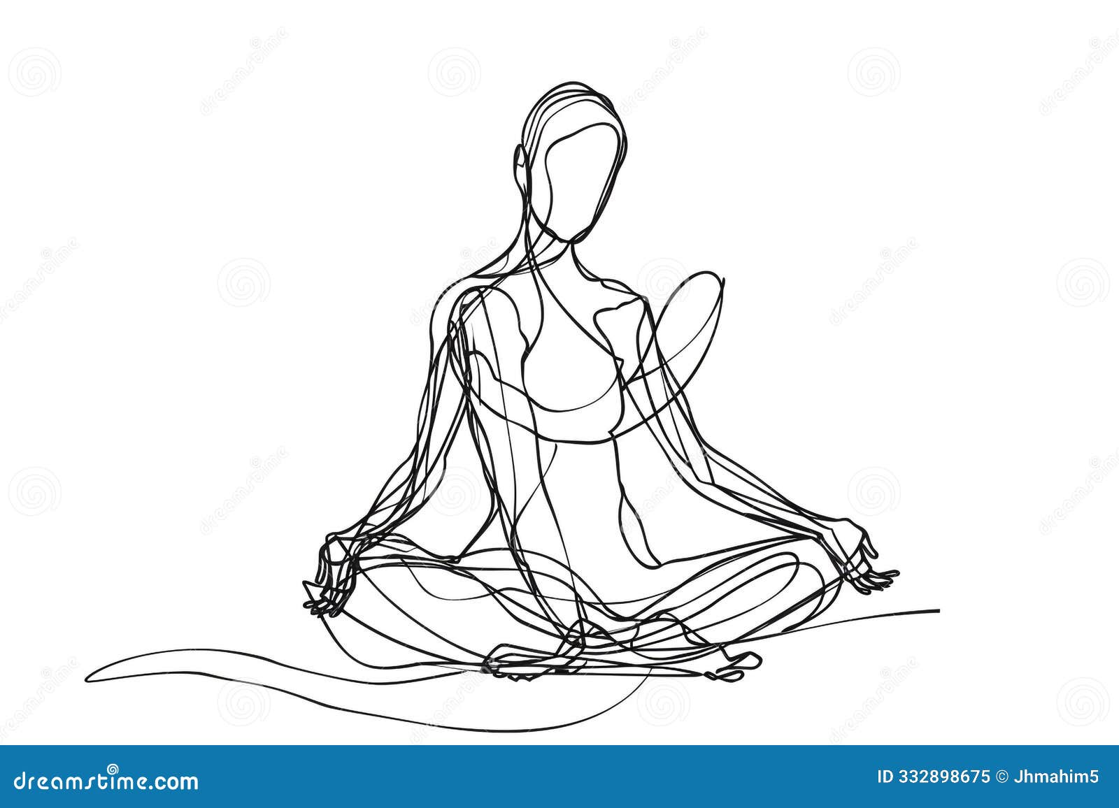 Continuous Line Drawing Yoga Practitioner in Meditation Tranquil and ...