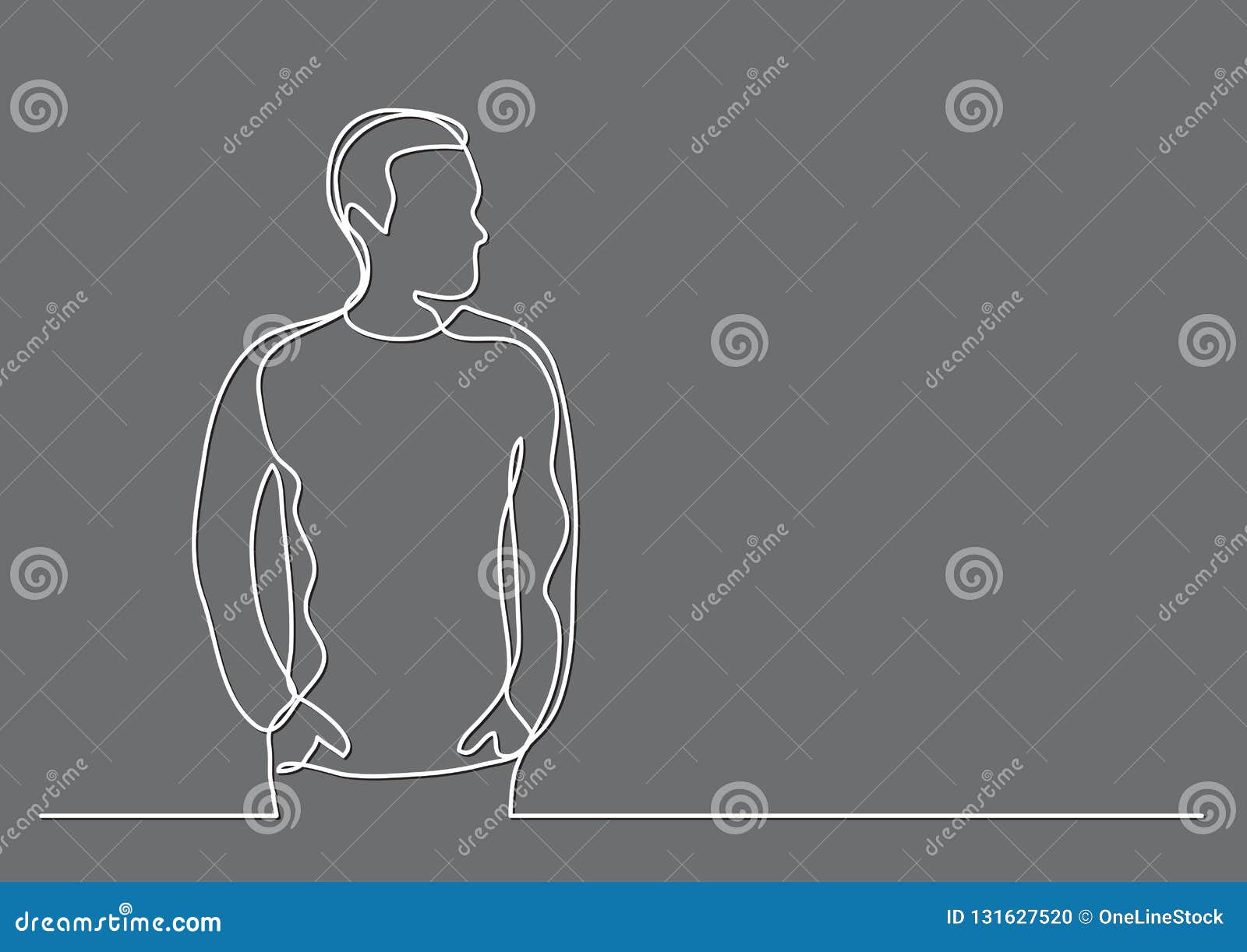 Continuous Line Drawing of Young Man Stock Illustration - Illustration ...