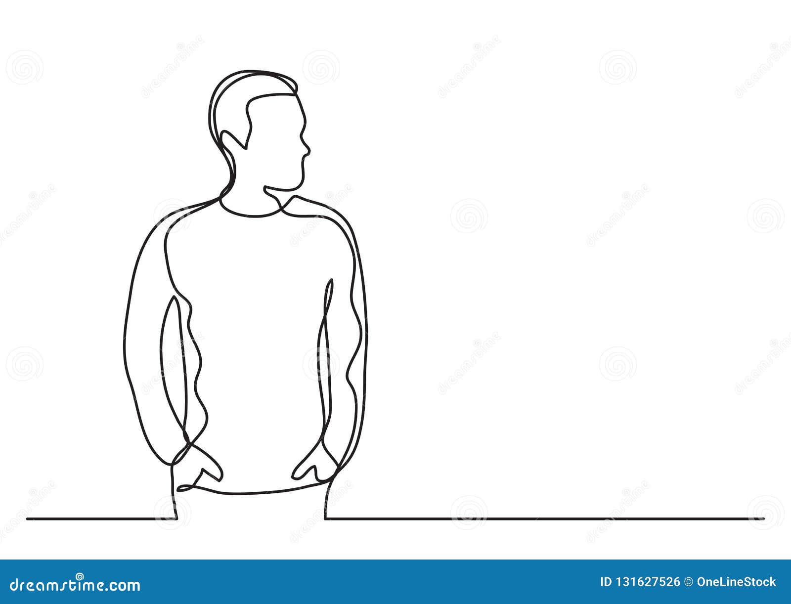 Continuous Line Drawing of Young Man Stock Vector - Illustration of ...