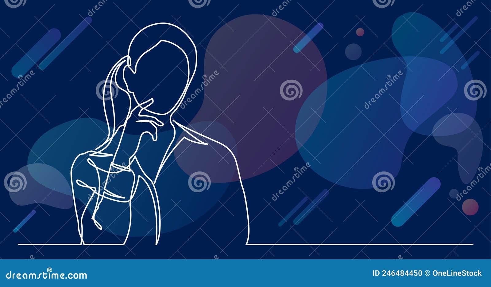 Continuous Line Drawing of Young Woman Thinking Stock Vector ...