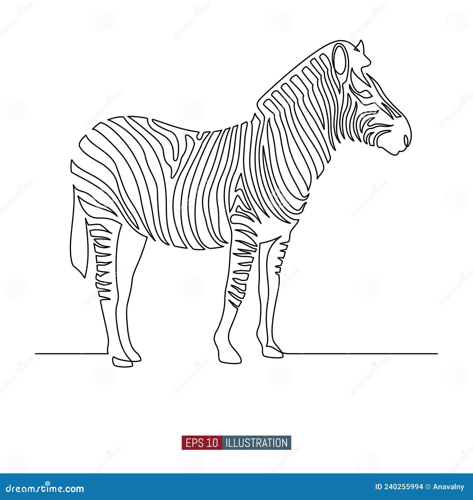 Continuous Line Drawing of Zebra.Template for Your Design Stock Vector ...