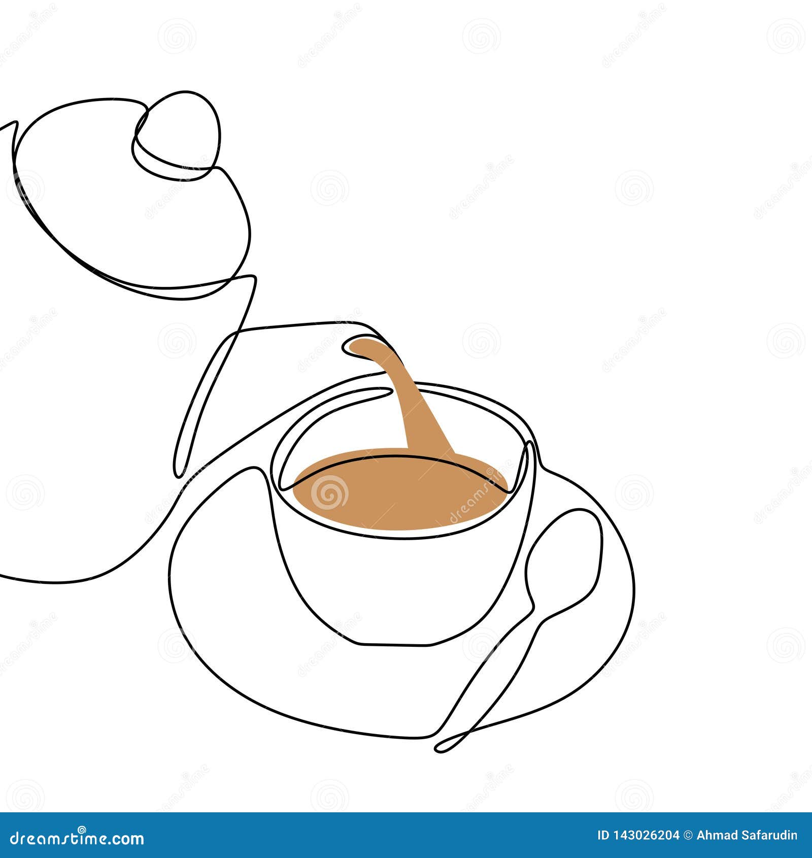 Continuous Line Drawings Pour a Cup of Coffee Stock Vector ...
