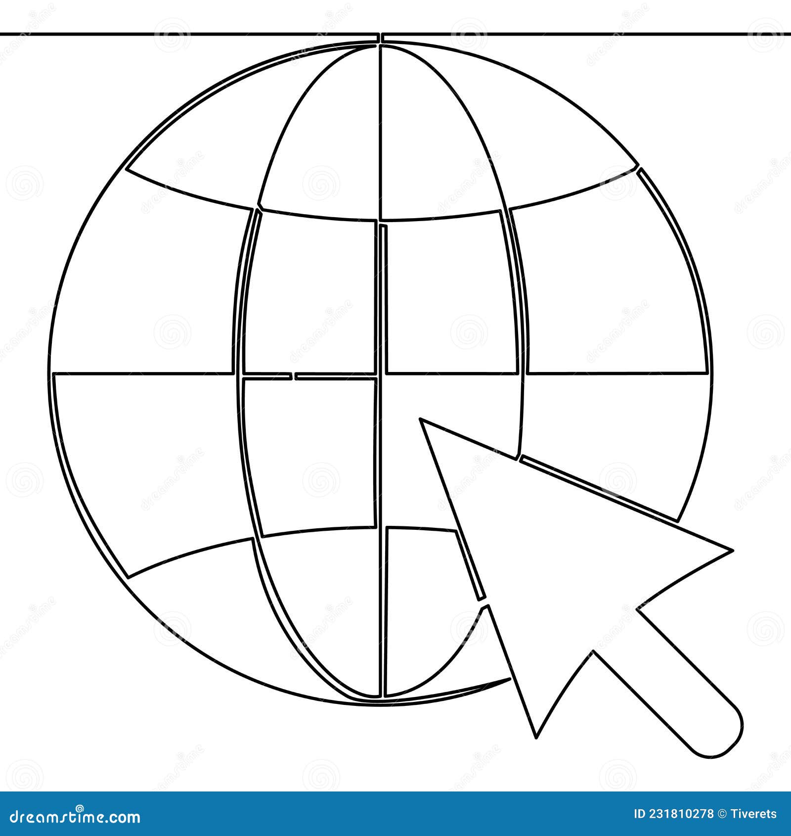 Continuous Line Drawn Internet with Arrow Concept Stock Vector ...