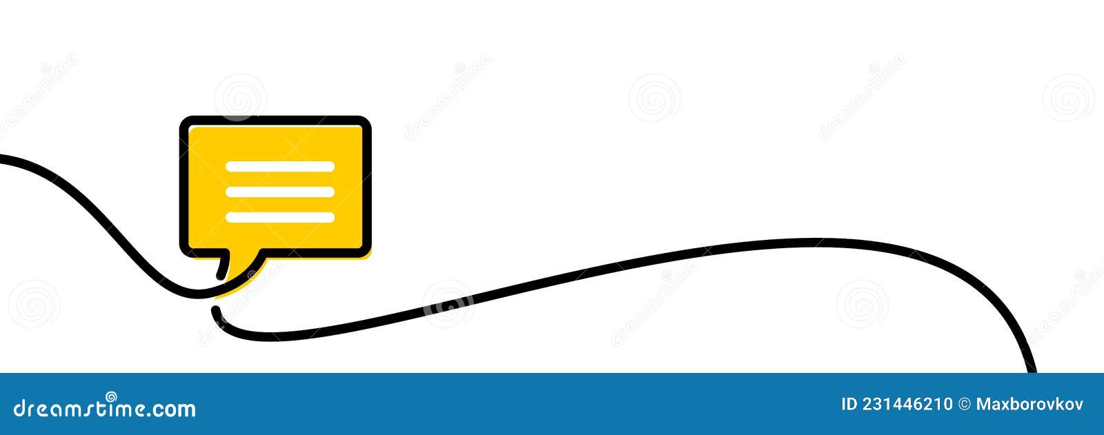 Continuous Line Drawn Yellow Message Sign Stock Vector - Illustration ...