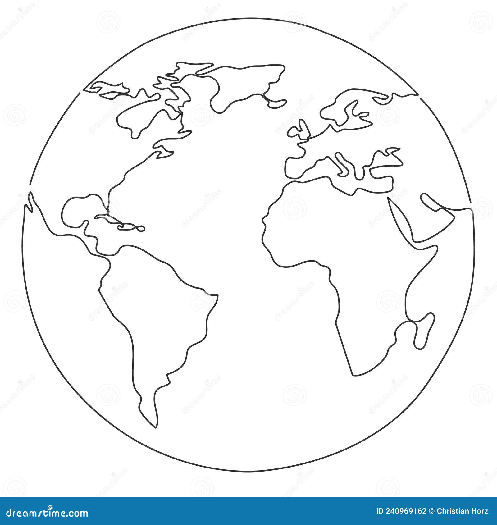Continuous Line Earth Globe Drawing Stock Vector - Illustration of ...