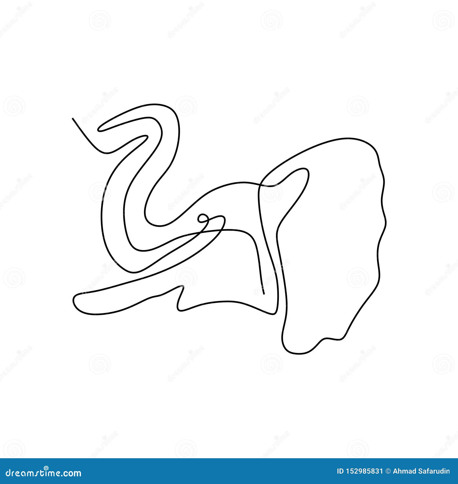 Continuous Line Elephant Head. One Line Vector Illustration Stock ...