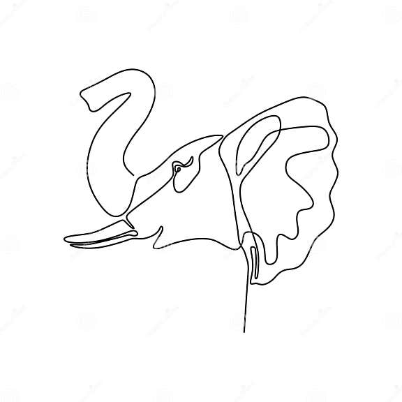 Continuous Line Elephant Head. One Line Vector Illustration Stock ...