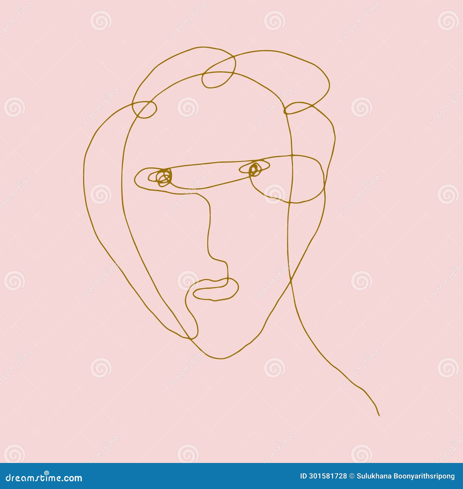 Continuous Line Face Abstract Art for Element, Decoration and ...