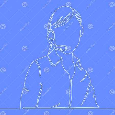 Continuous Line Female Customer Service Line Stock Vector ...