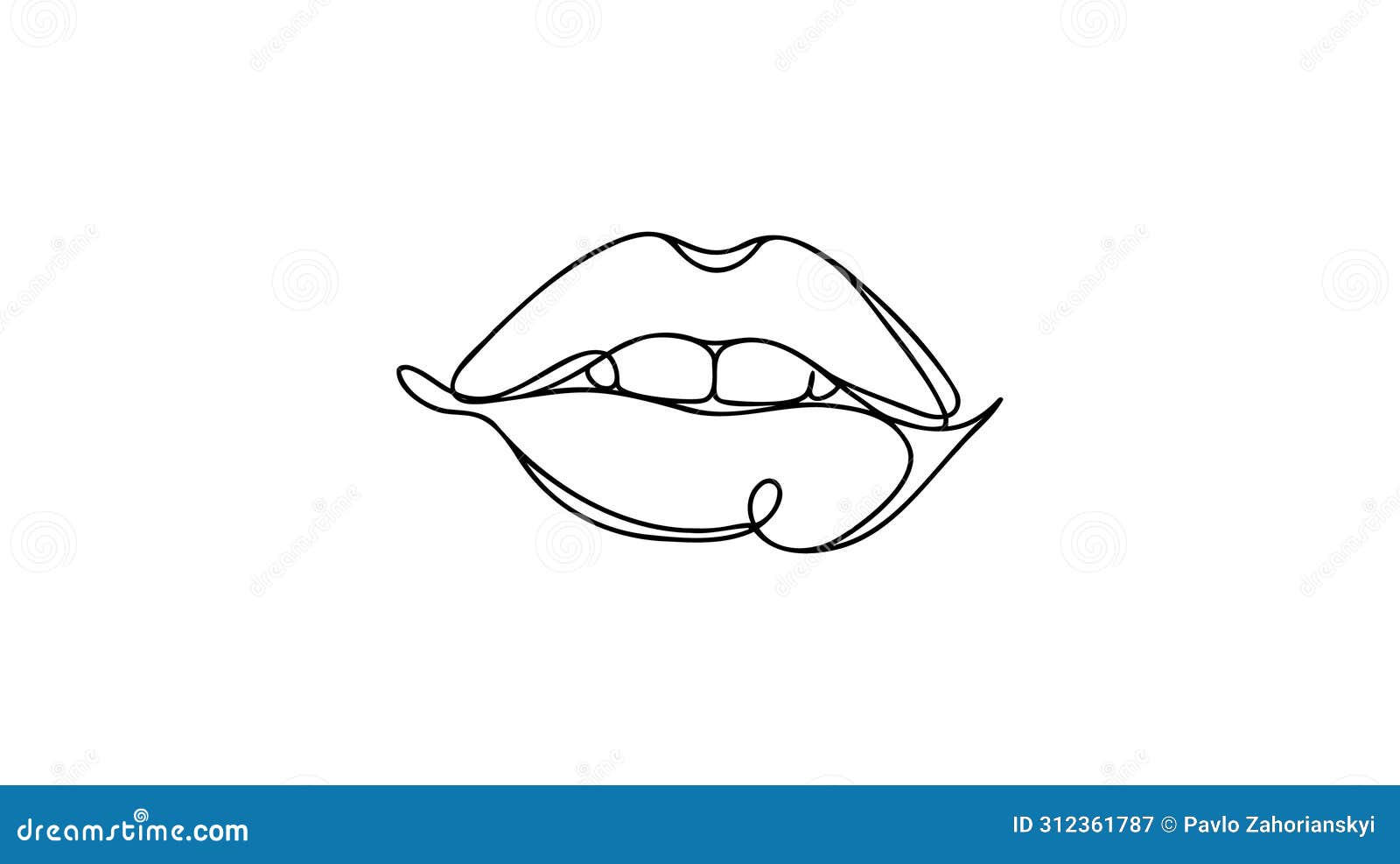 Continuous Line Female Lips, Vector Illustration Stock Vector ...