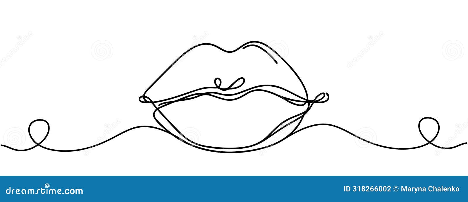 Continuous Line Female Lips, Vector Illustration Stock Vector ...