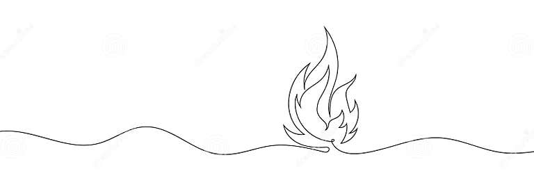Continuous Line of Fire. One Line Stock Vector - Illustration of fire ...