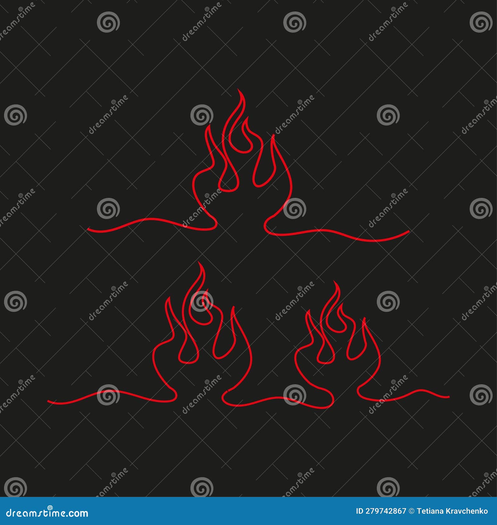 Continuous Line of Fire. One Line. Vector Illustration Stock Vector ...
