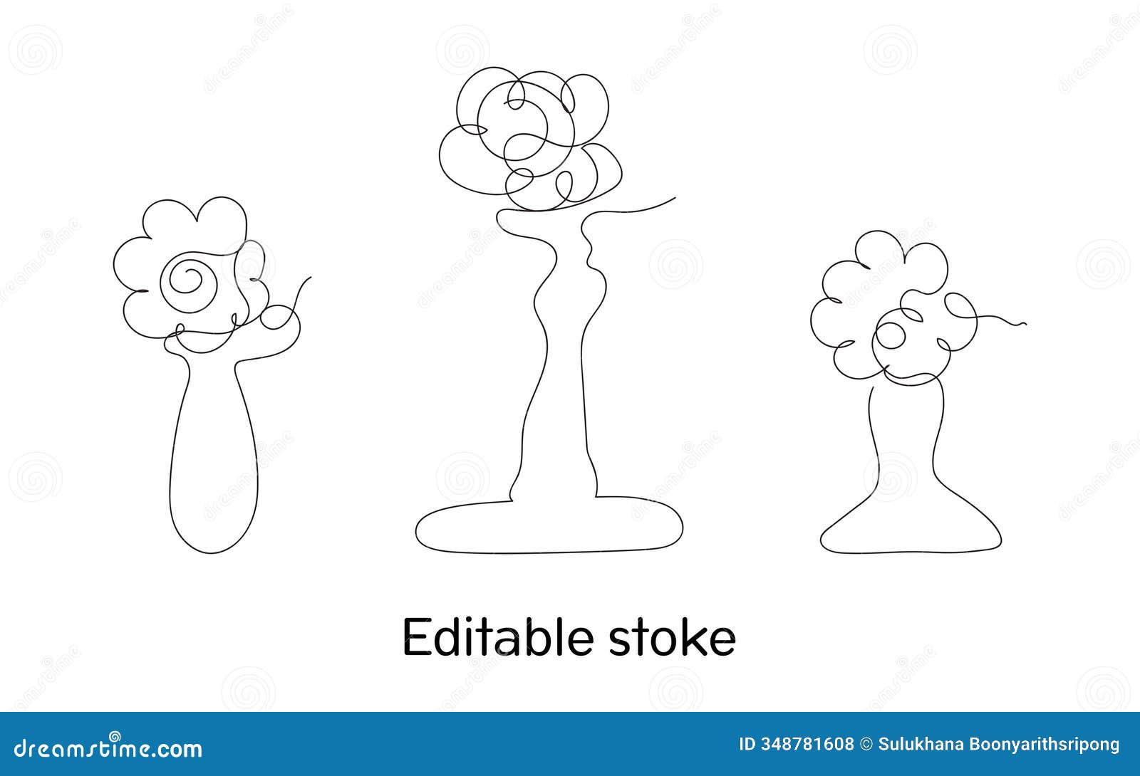 Continuous Line Flower Abstract Art for Element, Decoration and ...