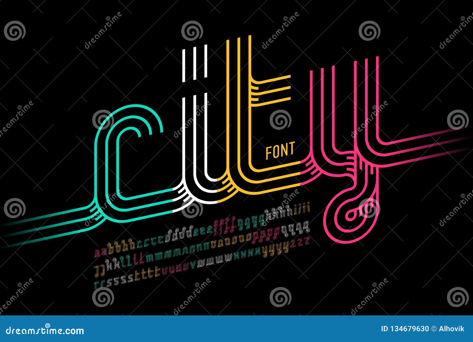 Continuous line font stock vector. Illustration of lower - 134679630