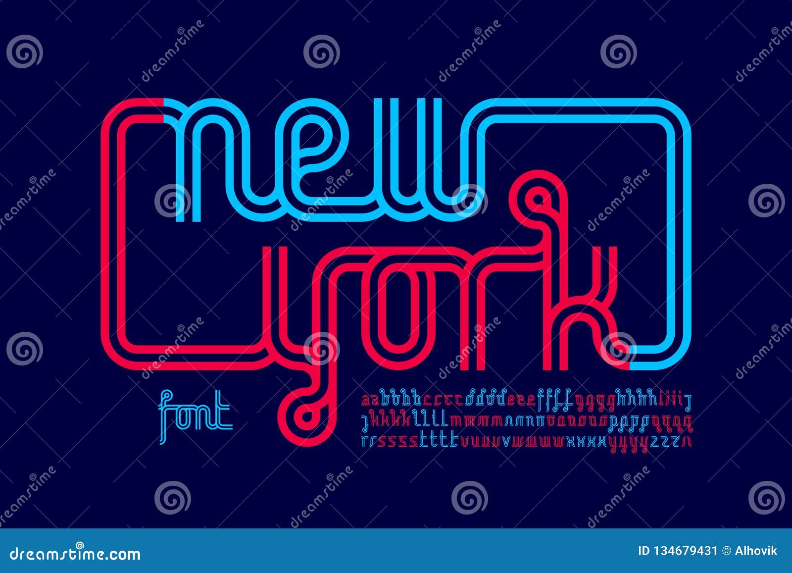 Continuous Line Font Design Stock Vector - Illustration of light ...