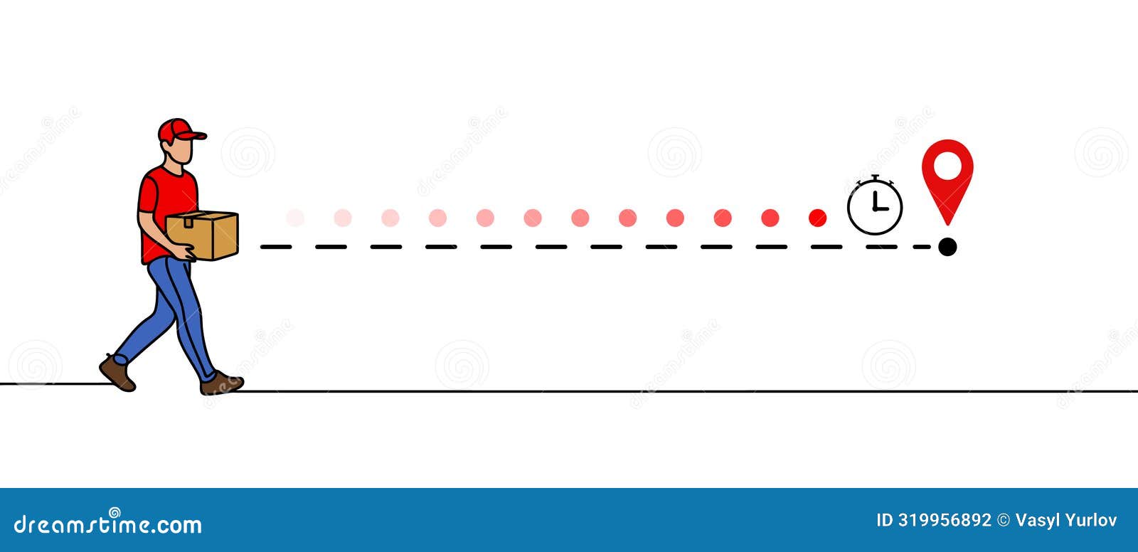Continuous Line of Goods Delivery. One Line Drawing of Workers ...