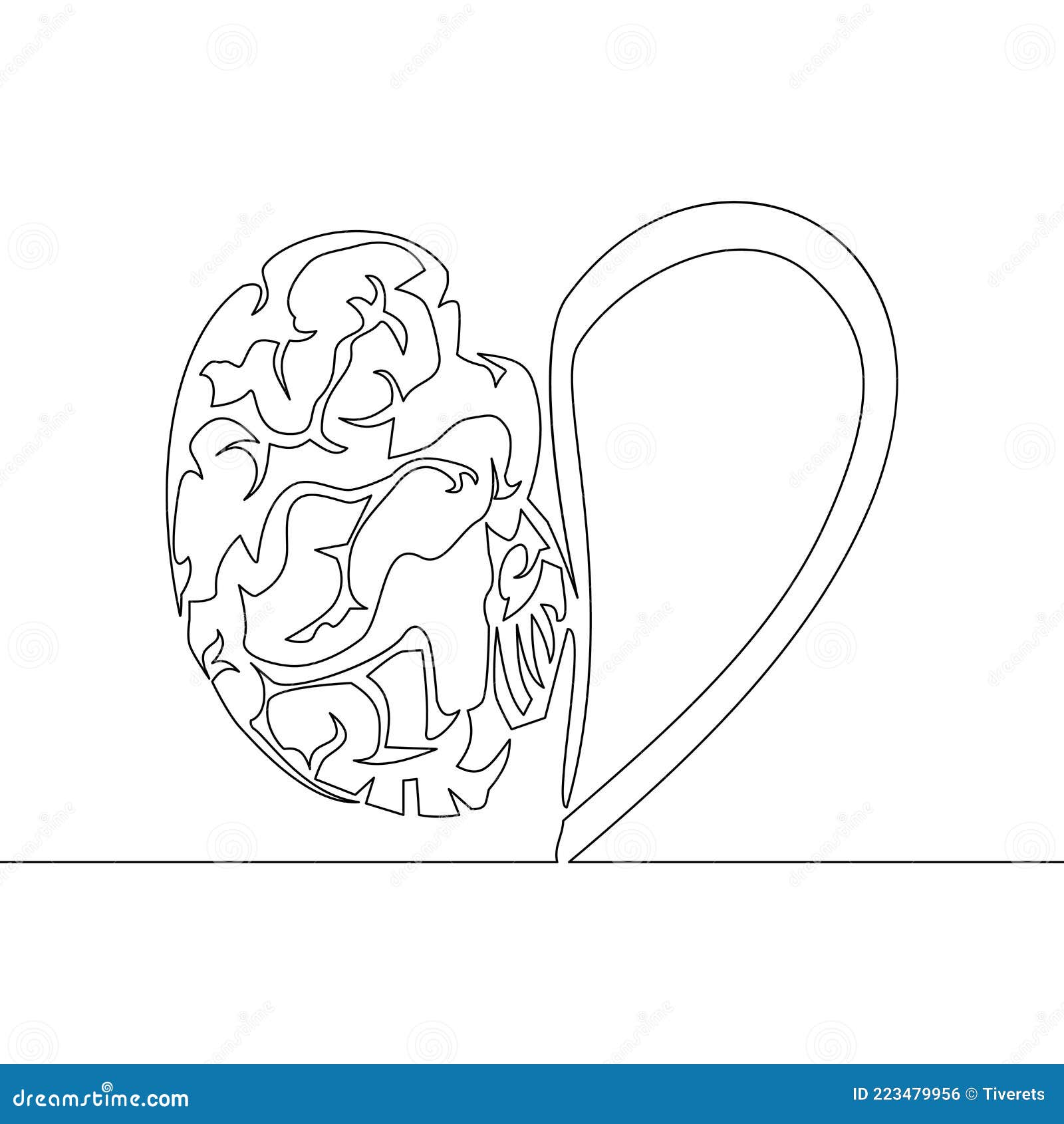 Continuous Line Half Brain and Love Icon Concept Stock Vector ...