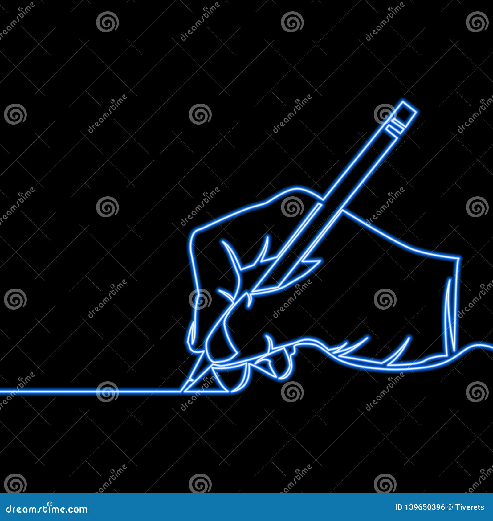 Continuous Line Hand Drawing a Line Neon Concept Stock Vector ...
