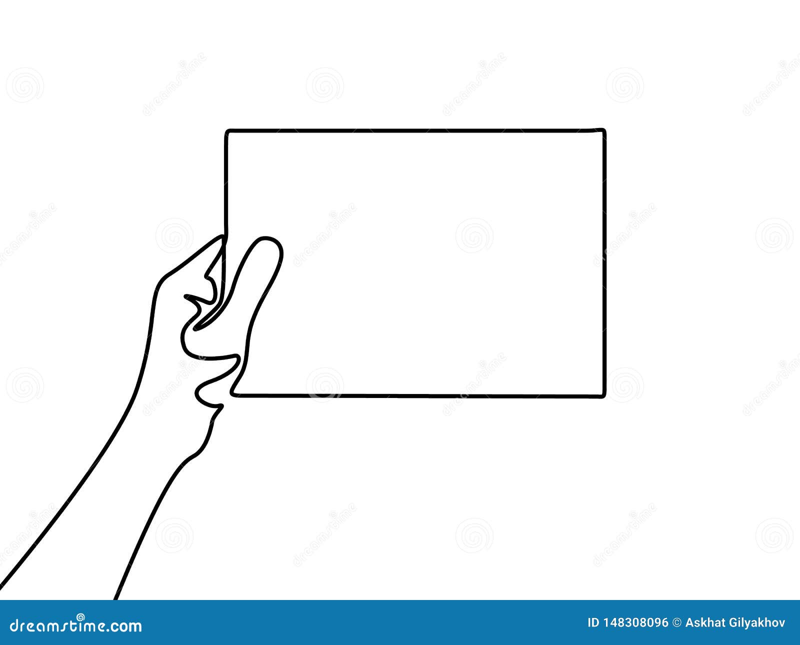 Continuous Line Hand Holding a Blank Sheet of Paper. Stock Vector ...