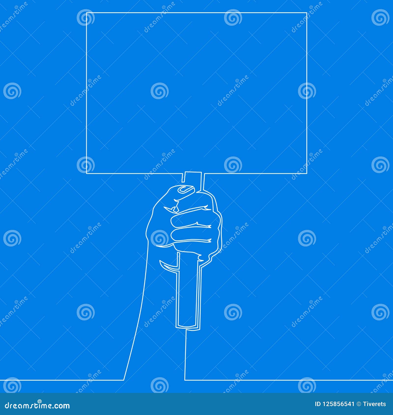 Continuous Line Hand Holding an Empty Signboard Stock Vector ...