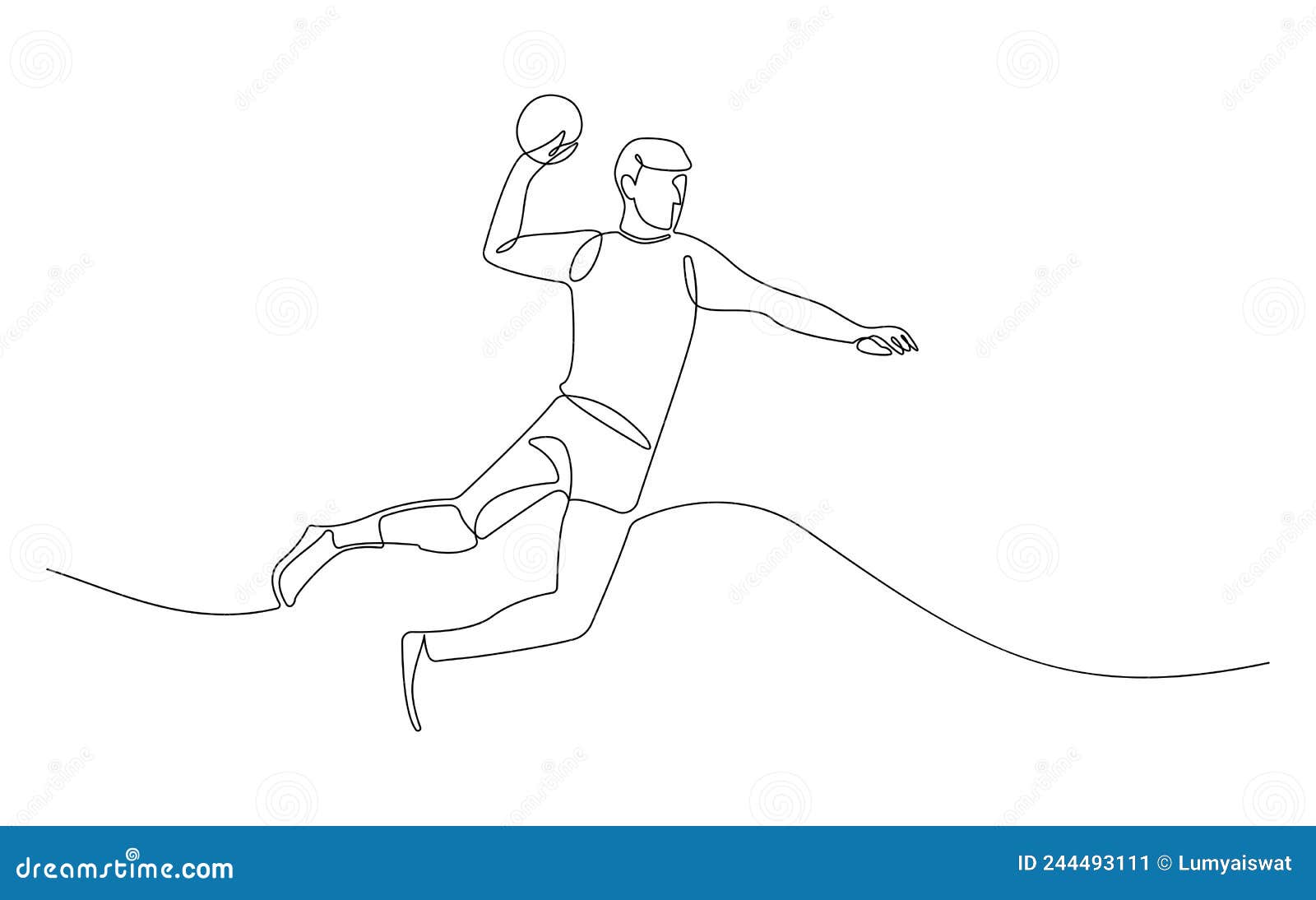 Continuous Line Handball Player Vector Stock Vector - Illustration of ...