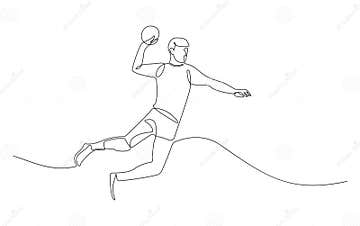 Continuous Line Handball Player Vector Stock Vector - Illustration of ...