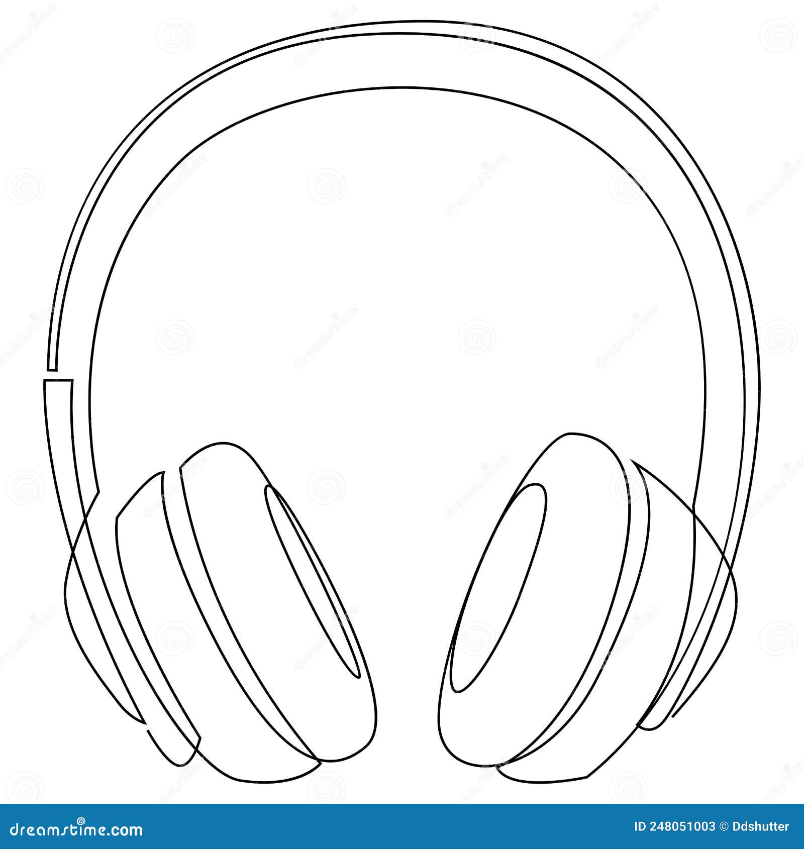 One Line Headphone Speaker. Outline Contour Sketch Of Earphone Gadget ...