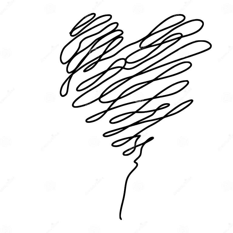 Abstract Heart One Line Drawing Continuous Line Heart Isolated On