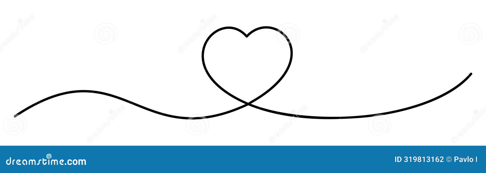 Continuous Line and Heart Shape, Love Romantic Decoration Stock Vector ...