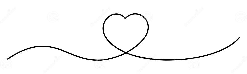Continuous Line and Heart Shape, Love Romantic Decoration Stock Vector ...