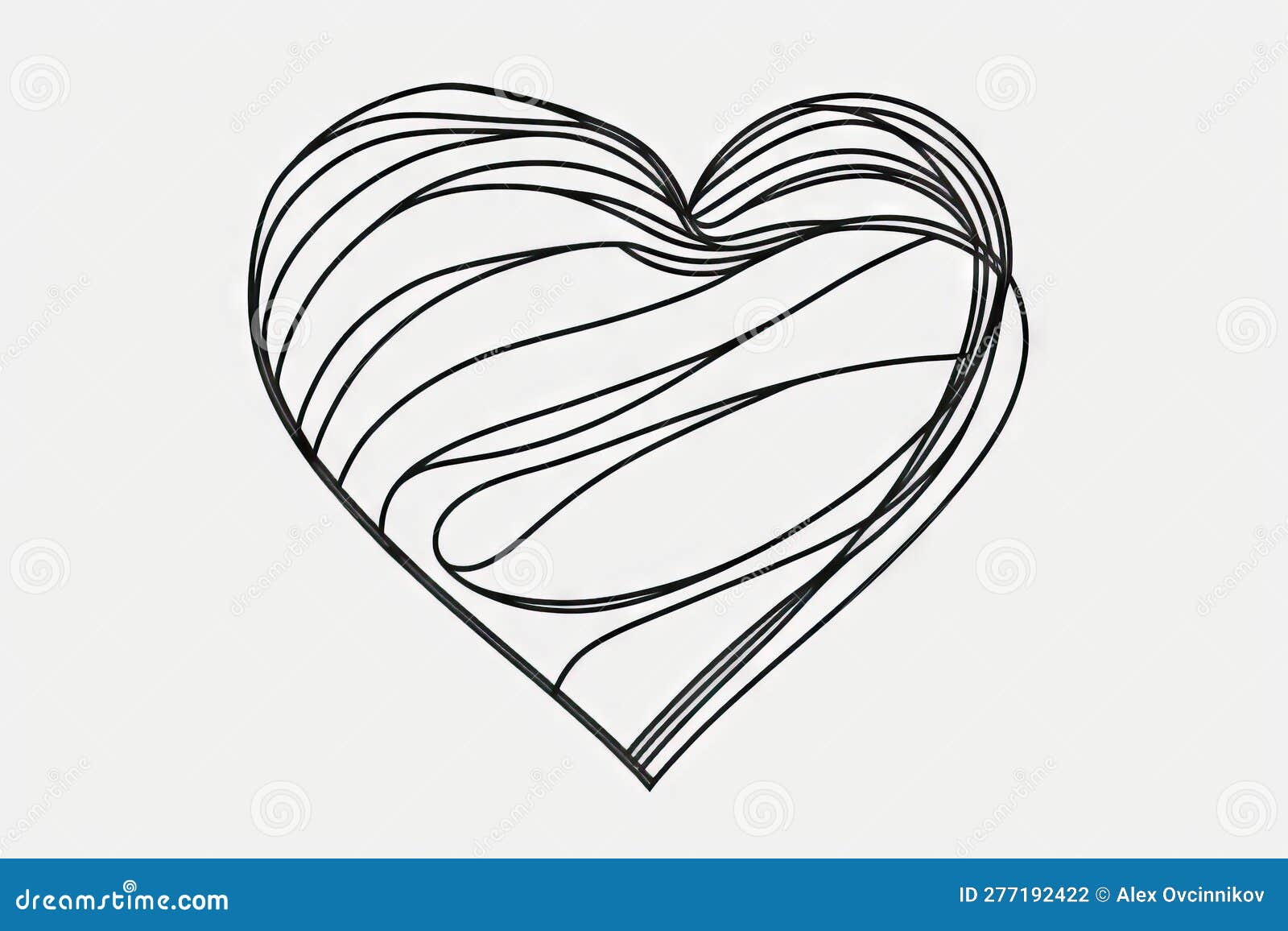 Continuous Line Heart Shape on White Background for Wedding Invitations ...