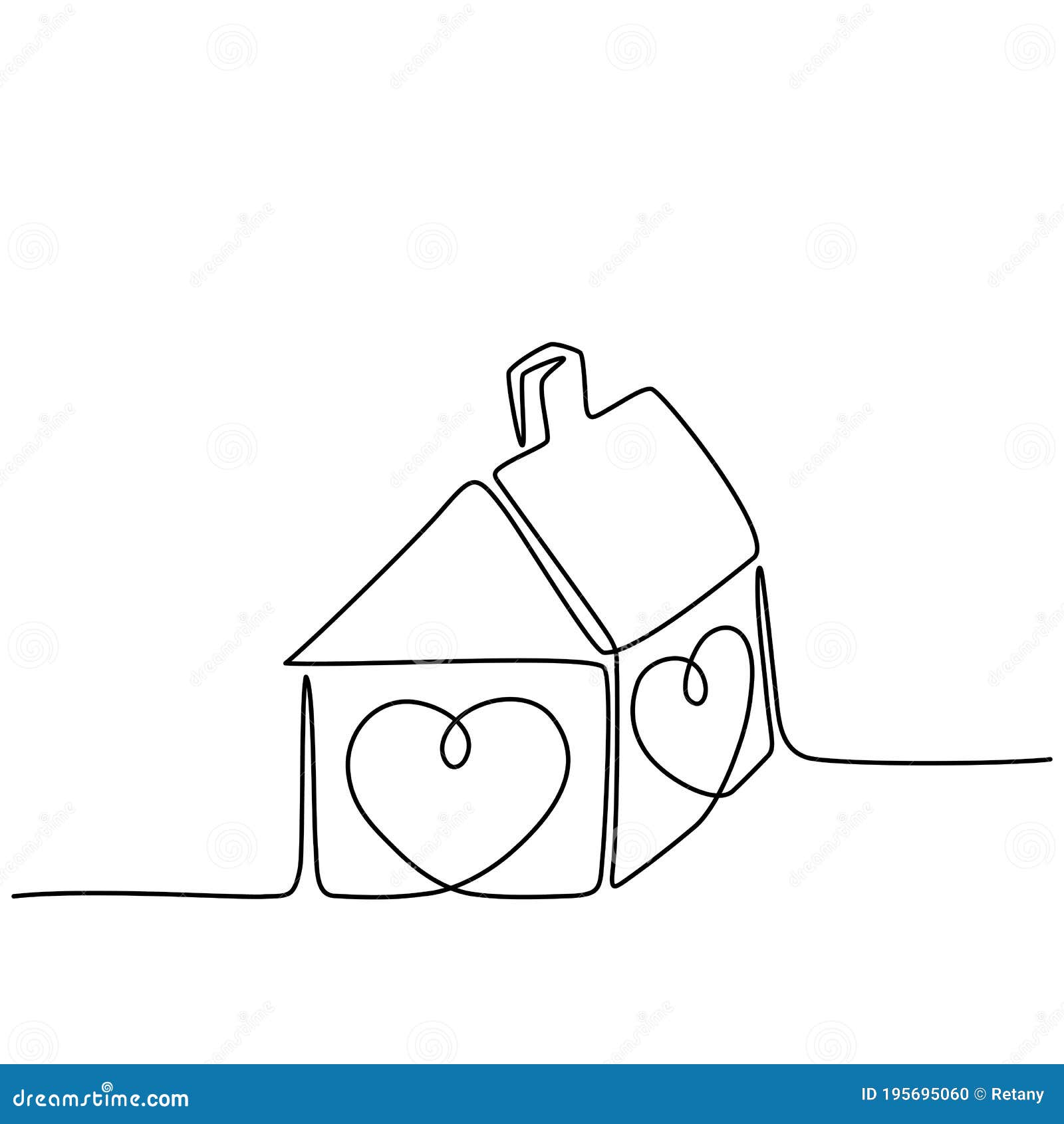 Continuous Line Drawing. House with Heart. Love Symbol Stock Vector ... Continuous Line Drawing. House with Heart. Love Symbol Stock Vector ...