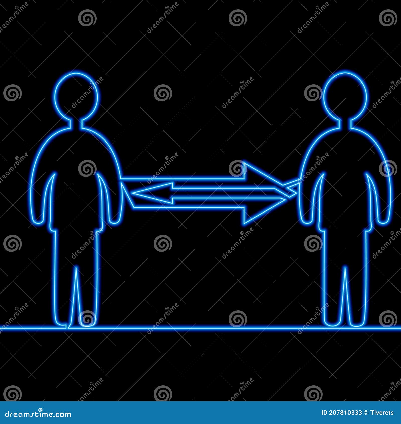 Continuous Line Human Communication Neon Concept Stock Vector ...
