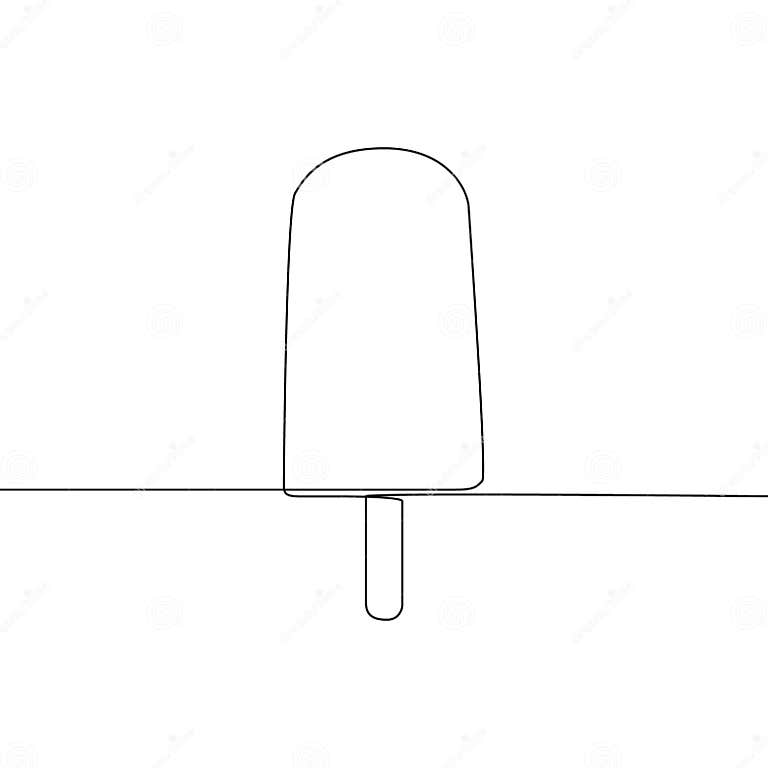 Continuous Line Ice Lolly or Ice Cream. One Line Drawing Vector ...