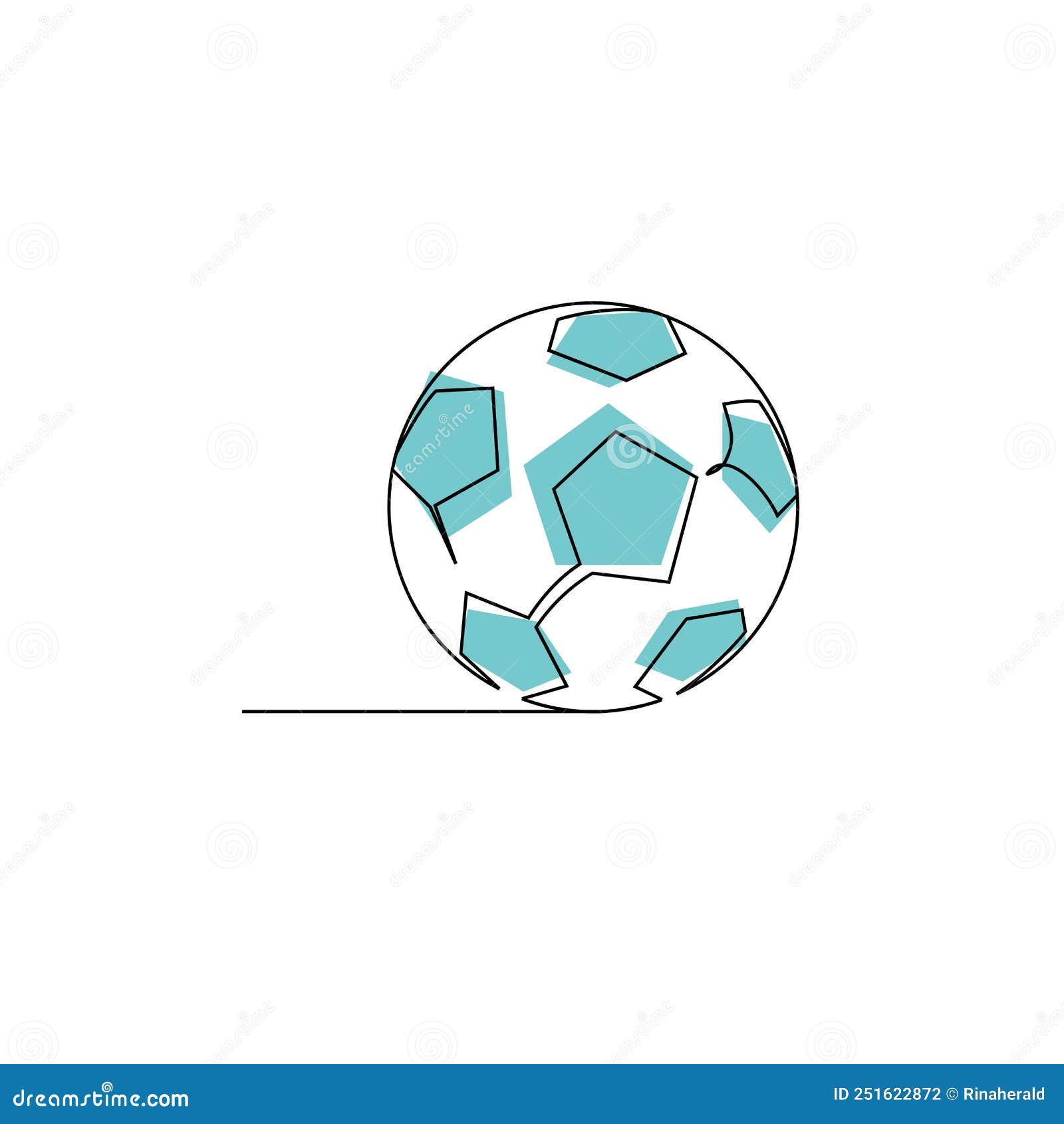 Continuous Line Illustration Football Ball Vector Design Stock ...