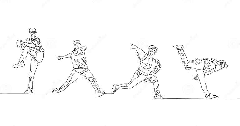 Continuous Line Illustration Shows Step by Step the Process of Throwing ...