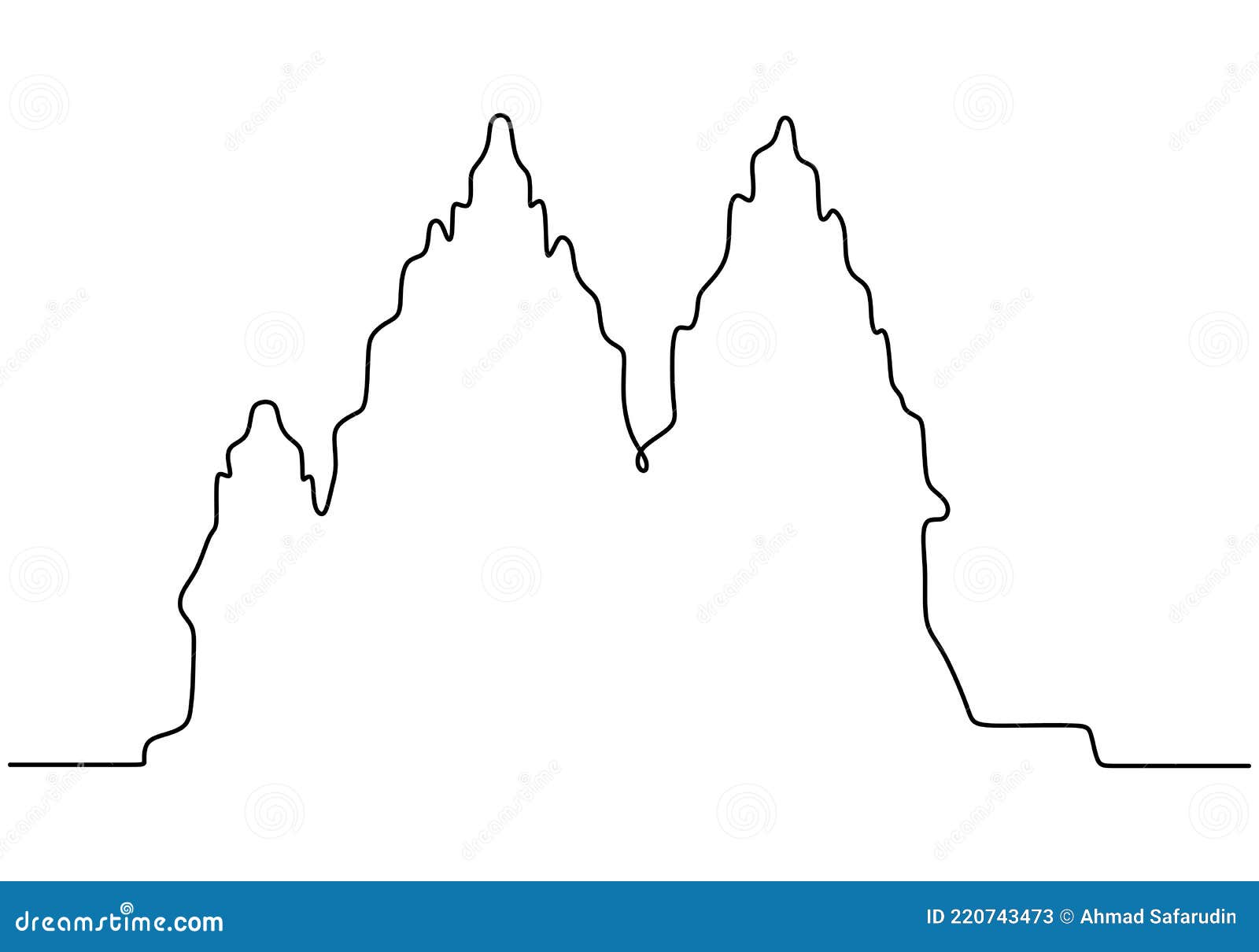 Continuous Line of Javanese Temple Buildings. One Single Line of ...