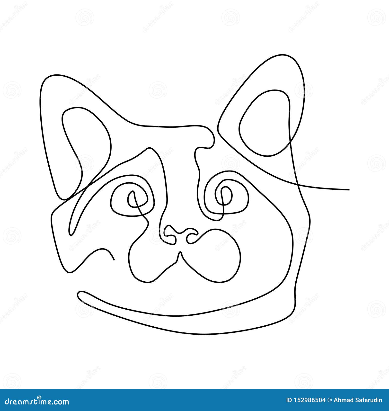 Continuous Line Kitten Cat Head Stock Vector - Illustration of ...
