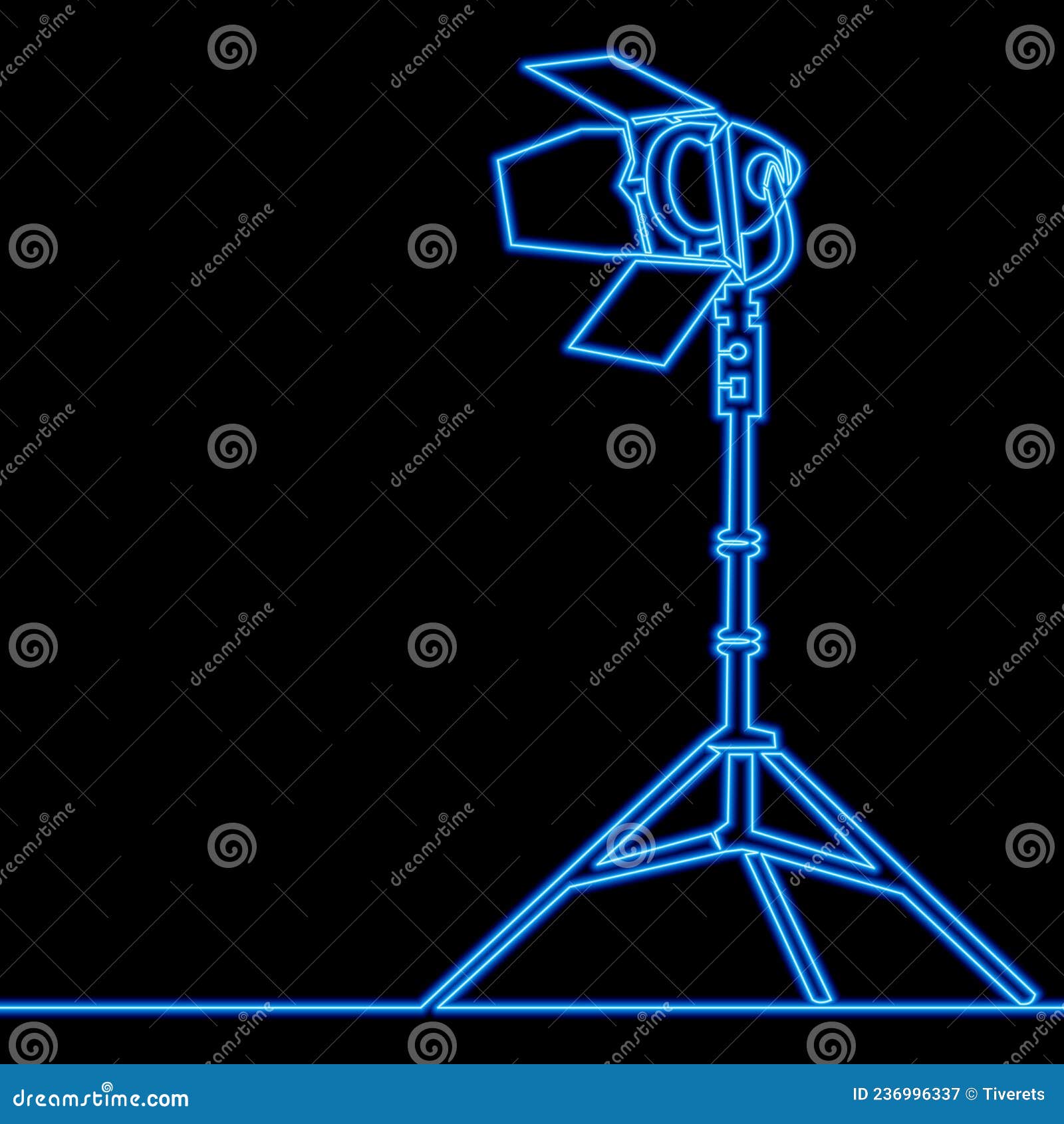 Continuous Line Lamp Spotlight Searchlight Neon Stock Vector ...