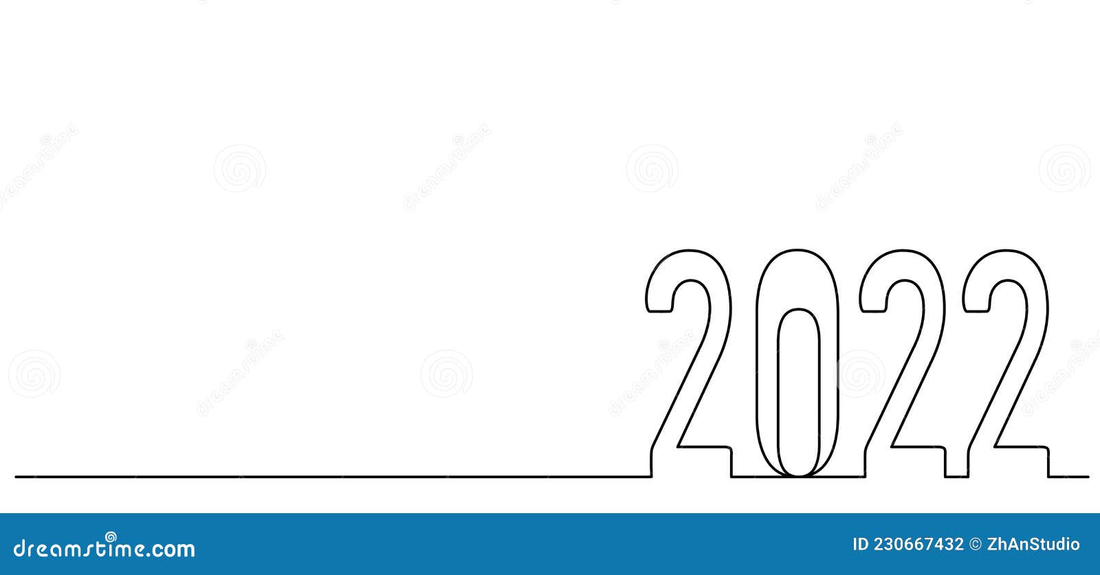 Continuous Line 2022 Lettering. Single Path Drawing Stock Vector ...