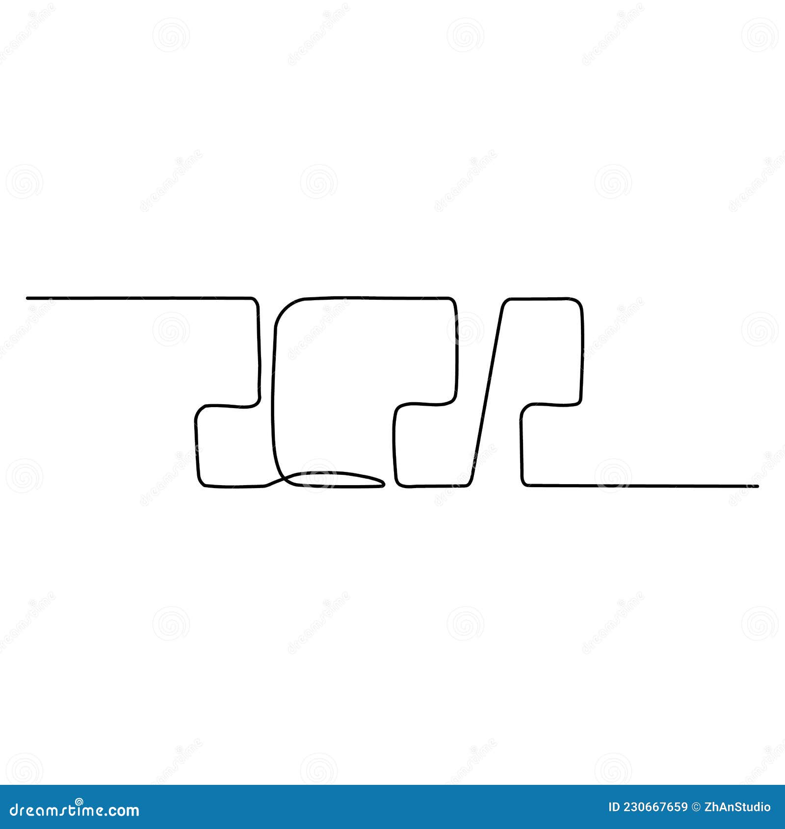 Continuous Line 2022 Lettering. Single Path Drawing Stock Vector ...