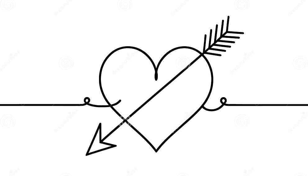 Continuous Line of Love and Arrow.single Line Vector Expressing Love ...