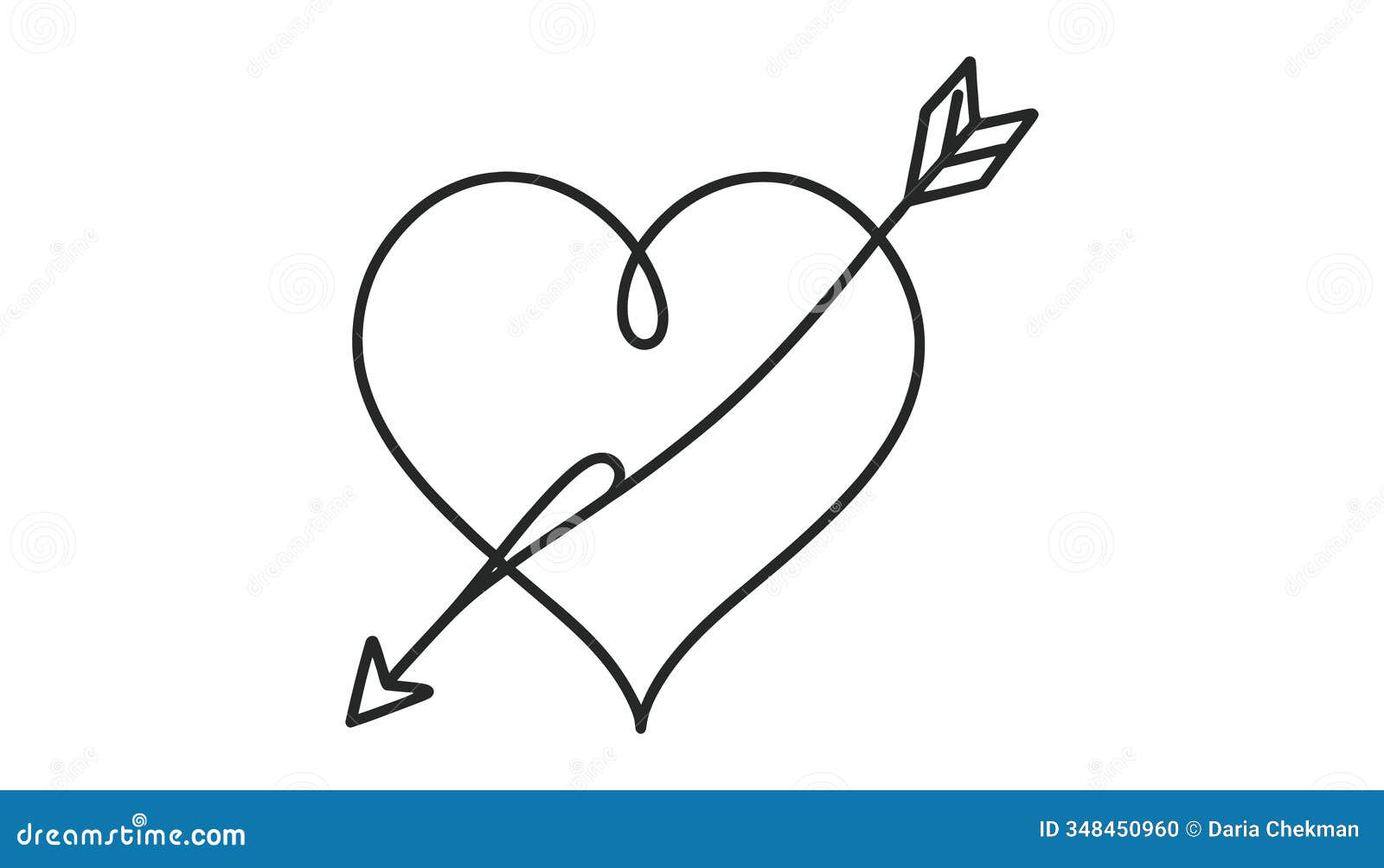 Continuous Line of Love and Arrows.single Line Vector Expressing Love ...