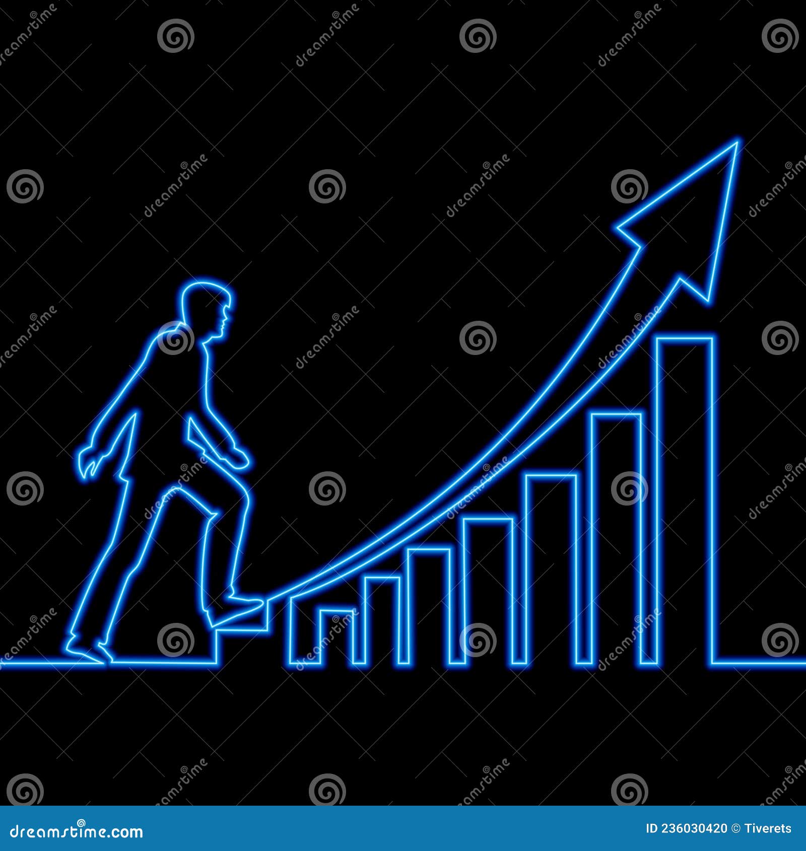 Continuous Line Man Step Up on Bars Neon Concept Stock Vector ...