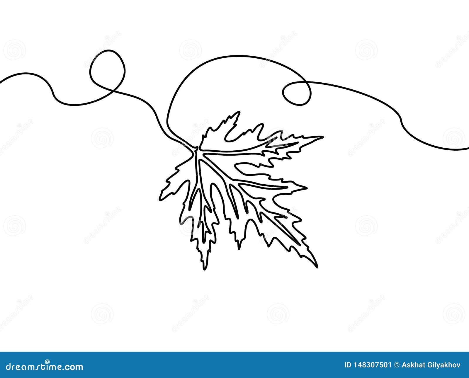 Continuous Line Maple Leaf. Vector Illustration. Stock Vector ...