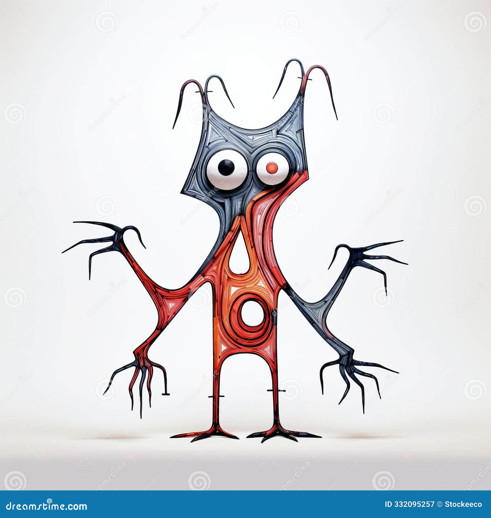 Continuous Line Monster on White Isolated Background Stock Illustration ...
